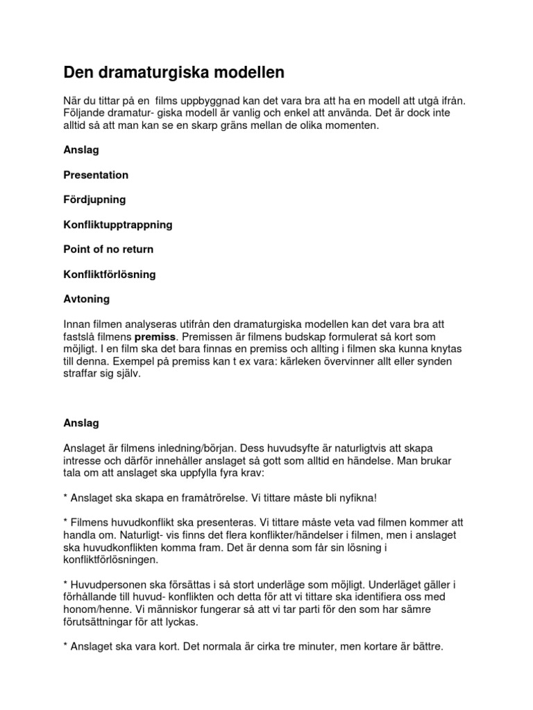 Den Dramaturgiska Modellen | PDF
