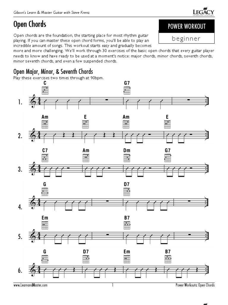 Essential Open Chords Workout Guide | PDF | Sports & Recreation | Home ...