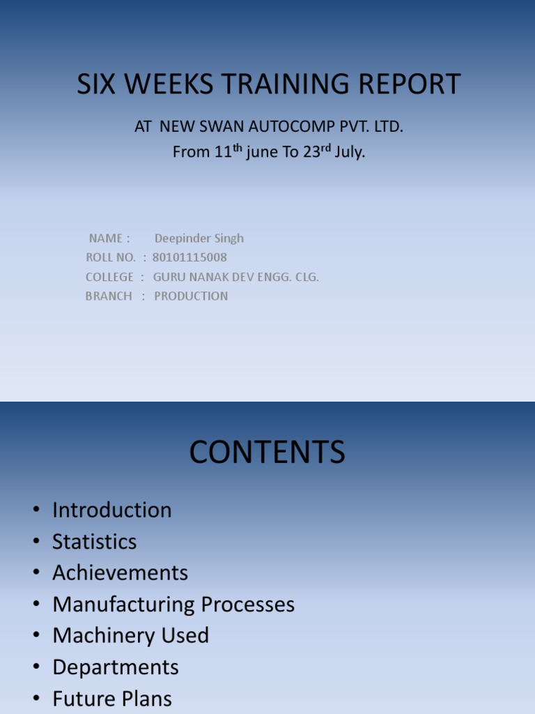 Six Weeks Training Report or Presentation For B.tech | Download Free ...