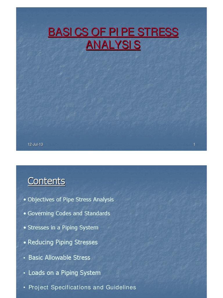 Basics of Pipe Stress Analysis PDF | PDF