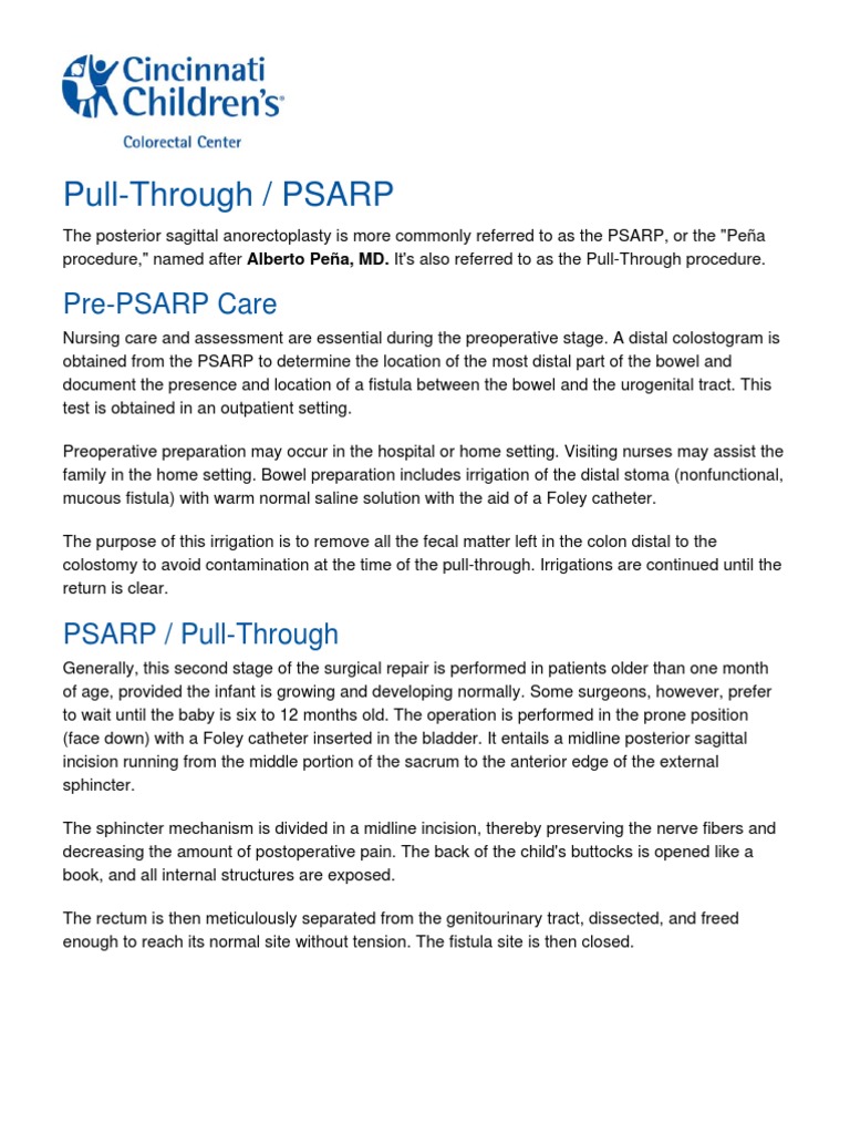 Pull Through Psarp | PDF | Catheter | Surgery