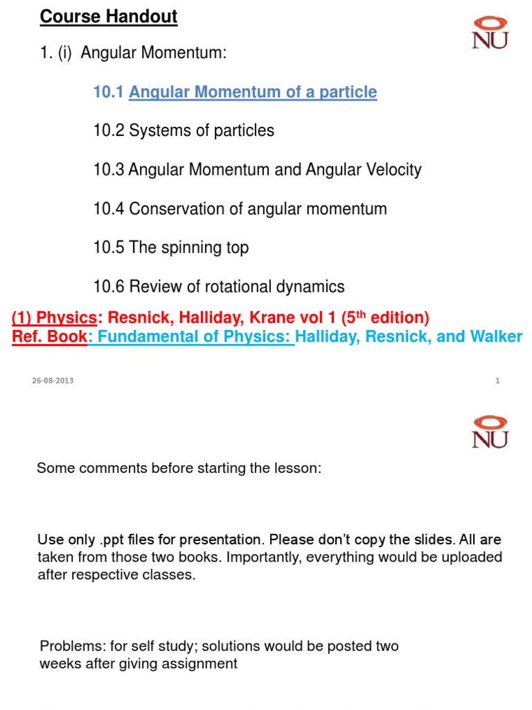 Angular Momentum 1 | PDF | Rotation Around A Fixed Axis | Acceleration