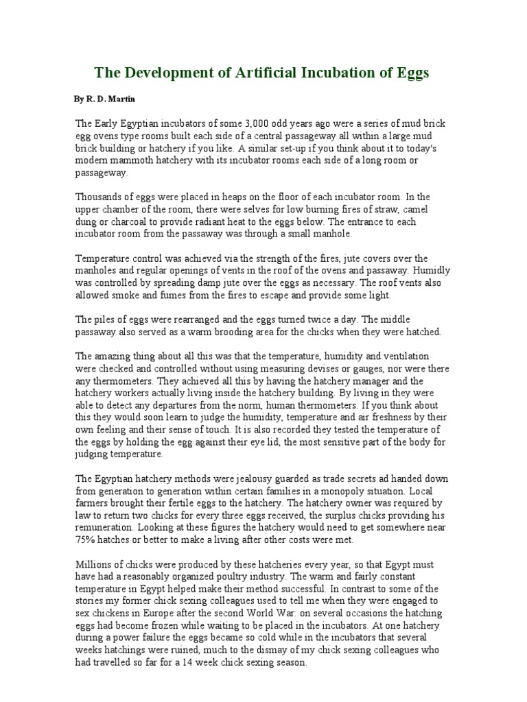 The Development of Artificial Incubation of Eggs | PDF | Chicken ...