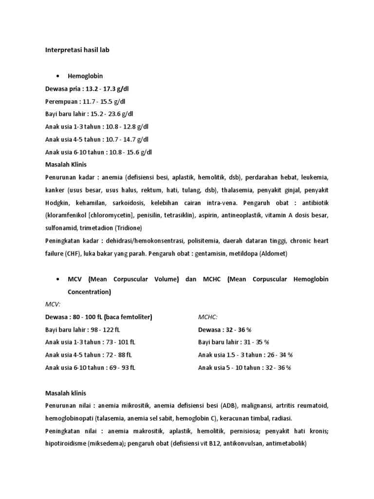 Interpretasi Hasil Lab | PDF