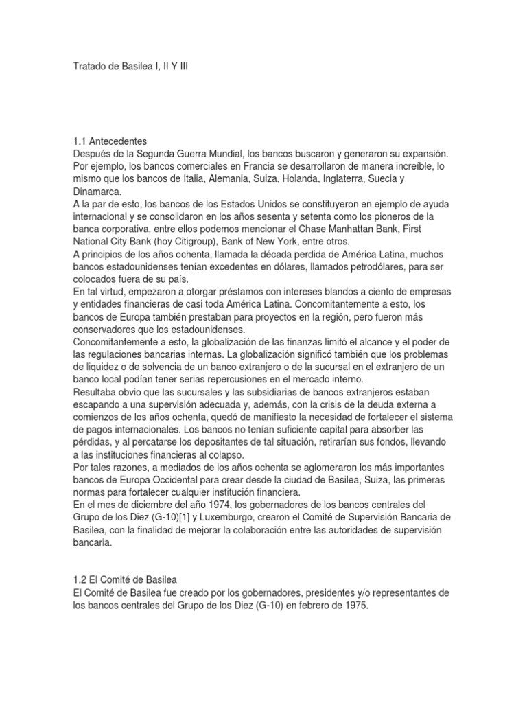 Tratados de Basilea: I, II y III | PDF | Basilea Ii | Comité de Basilea ...