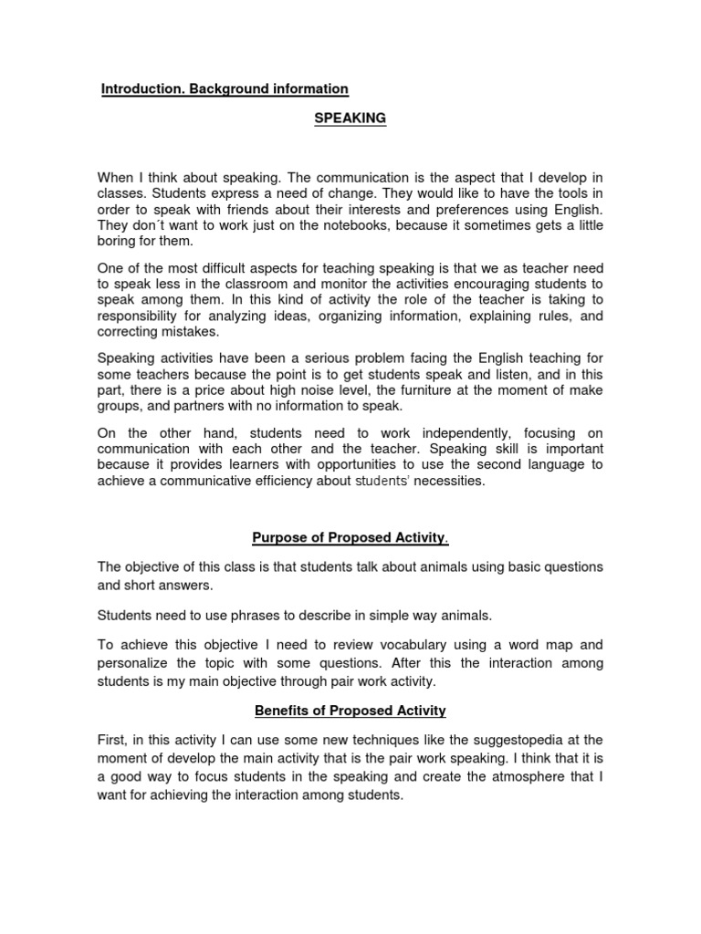 Introduction. Background Information Speaking | PDF | Second Language ...