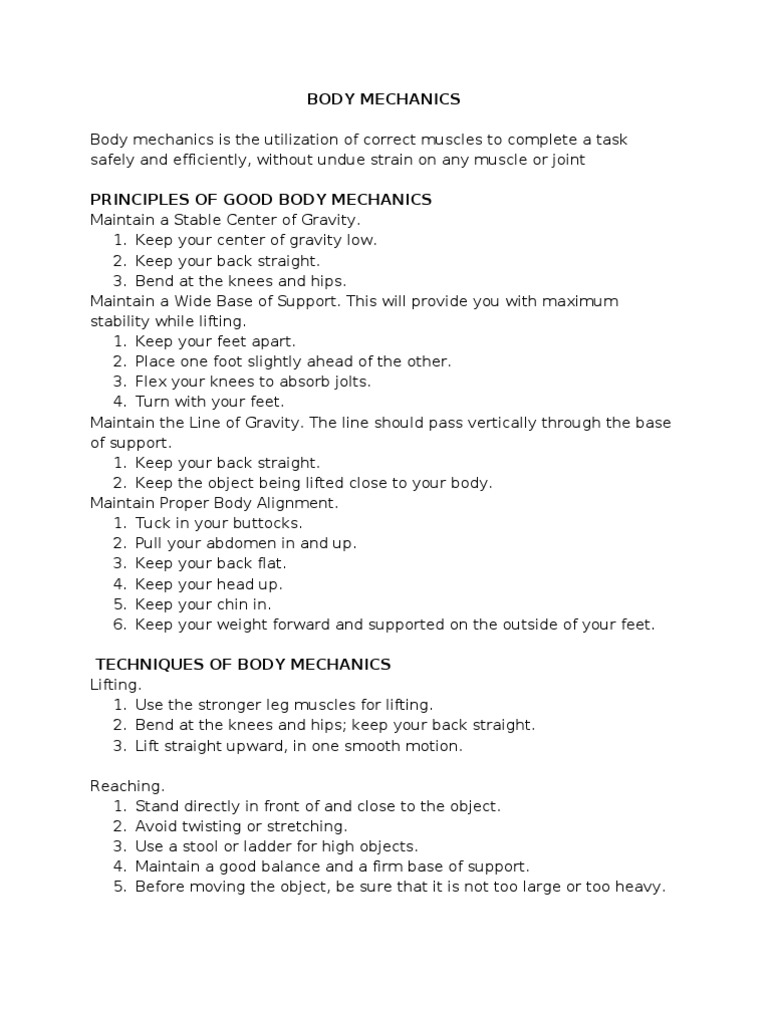Body Mechanics | PDF | Foot | Anatomical Terms Of Motion