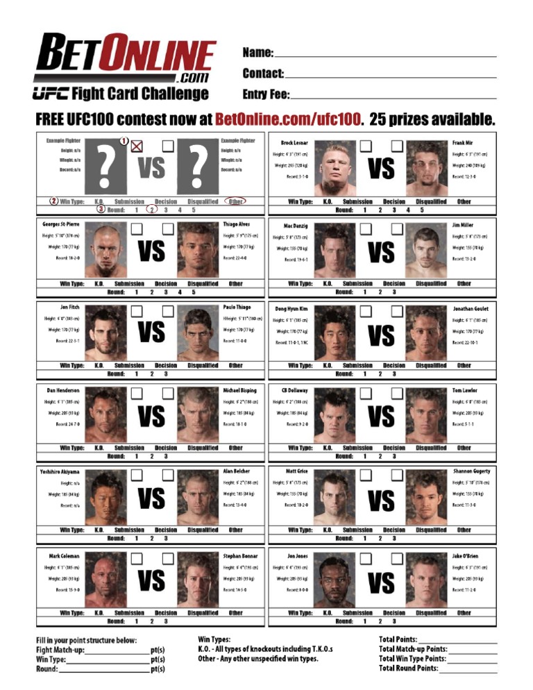 Ufc 100 Fight Card - Bet On UFC | PDF | Ultimate Fighting Championship ...