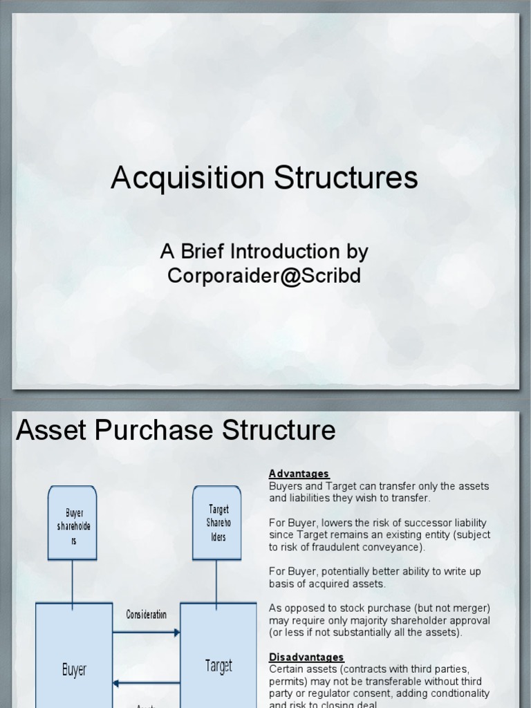 Acquisition Structures | Mergers And Acquisitions | Double Taxation