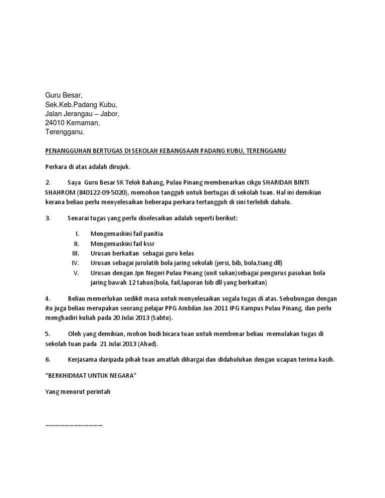 contoh surat permohonan penangguhan bertugas - AbdullahtaroMonroe