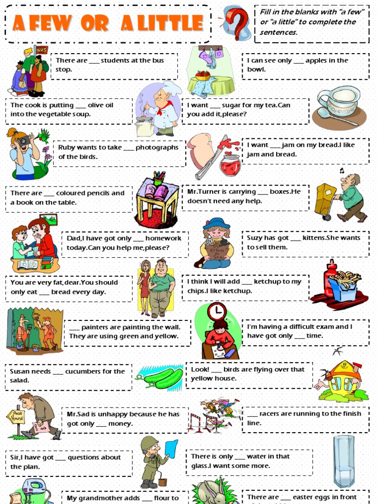 A Few vs. A Little Worksheet | PDF | Foods | Cuisine