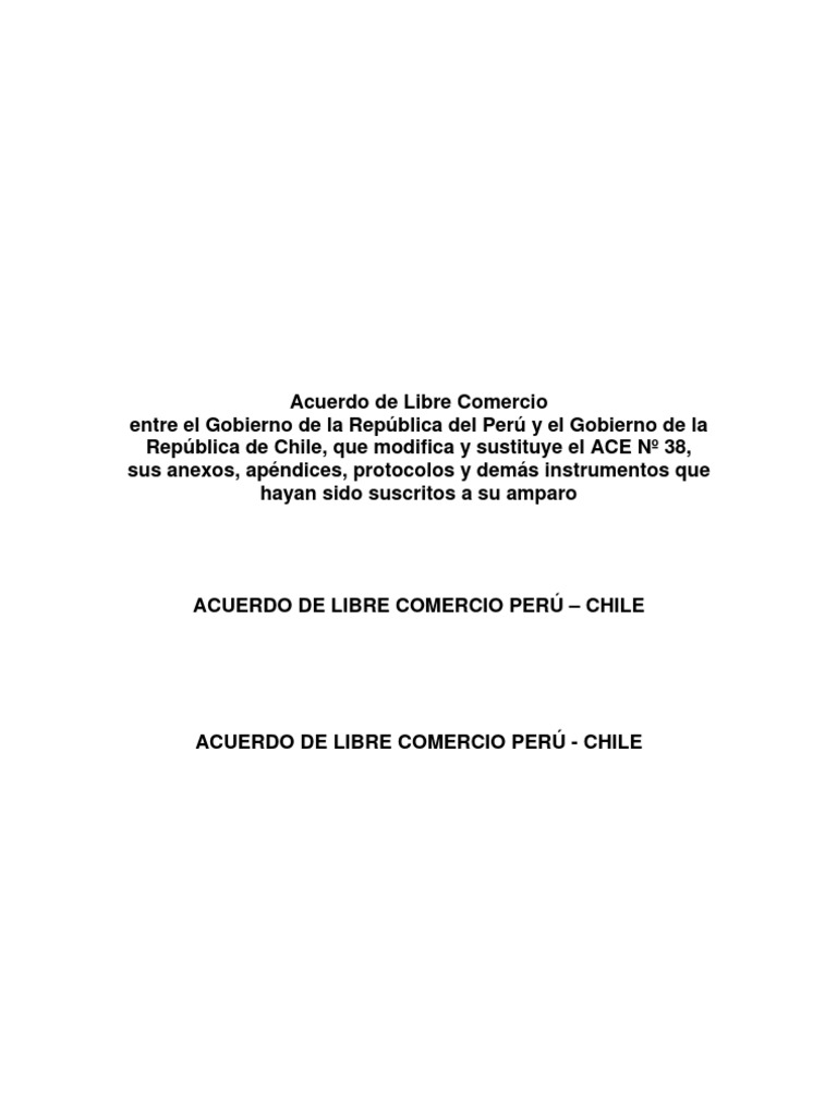 Acuerdo de Libre Comercio Perú-Chile | PDF | aduana | Organización de ...