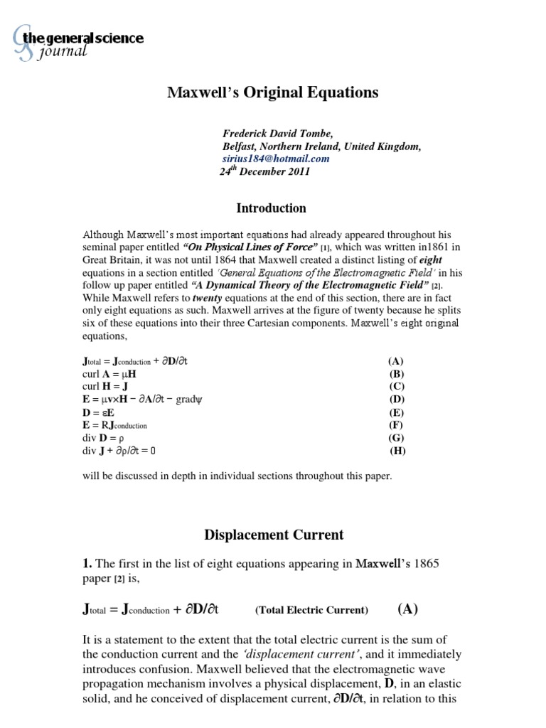 Maxwell Original Equations Download Free Pdf Luminiferous Aether