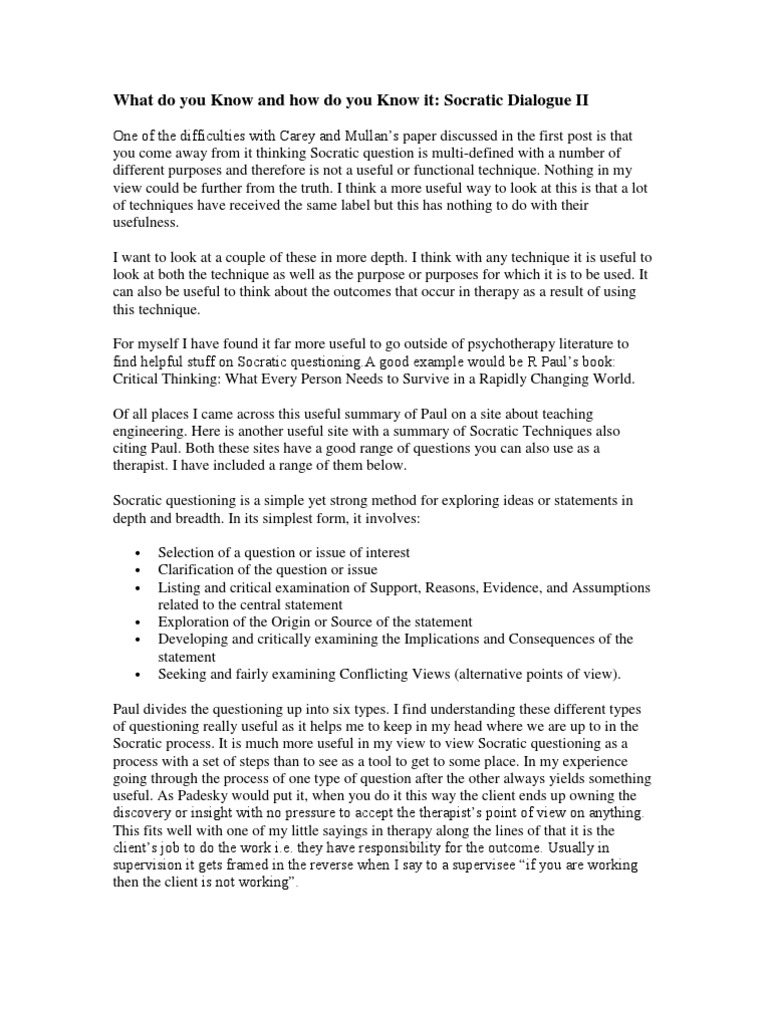 Socratic Questions | Cognitive Therapy | Psychotherapy