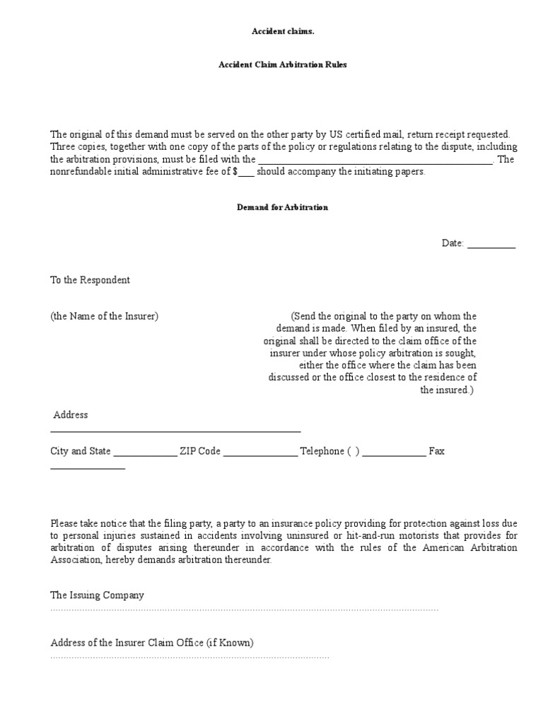 Accident Claim Form 1 | PDF | Insurance | Arbitration
