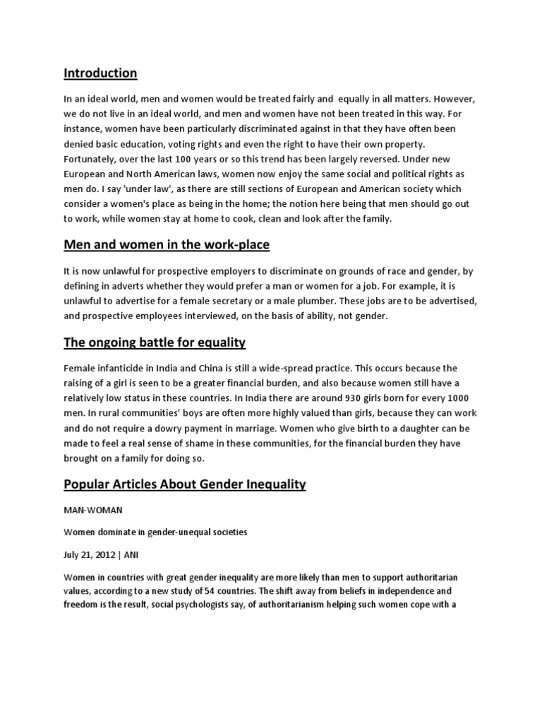 Gender Inequality | PDF | Gender Inequality | Gender Studies