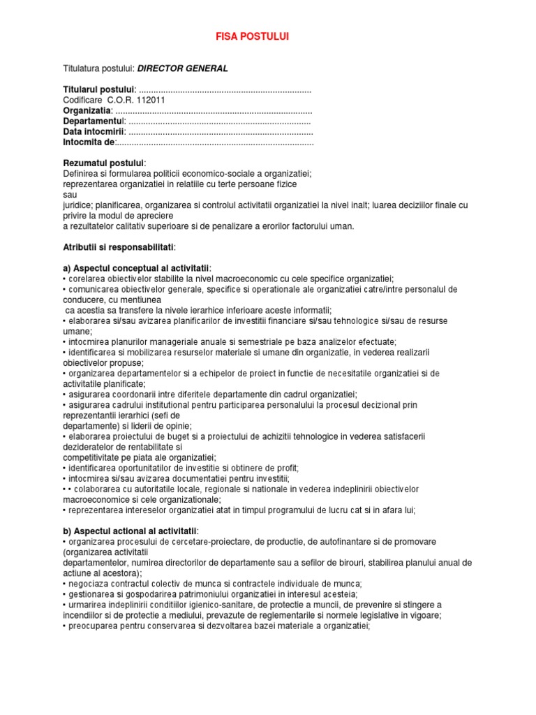 Fisa Post Director General | PDF