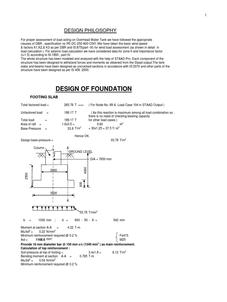 Design of Water Tank-311207 | PDF | Bending | Stress (Mechanics)