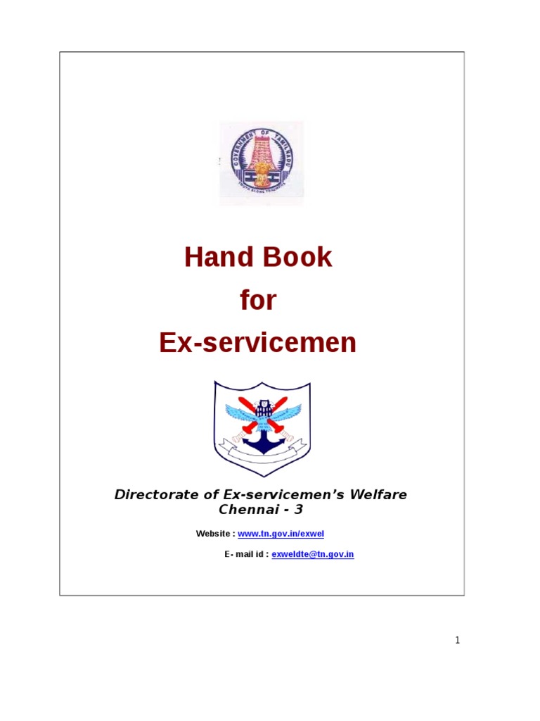 Ex-Servicemen Benefits Handbook Tamil Nadu | PDF | Identity Document ...