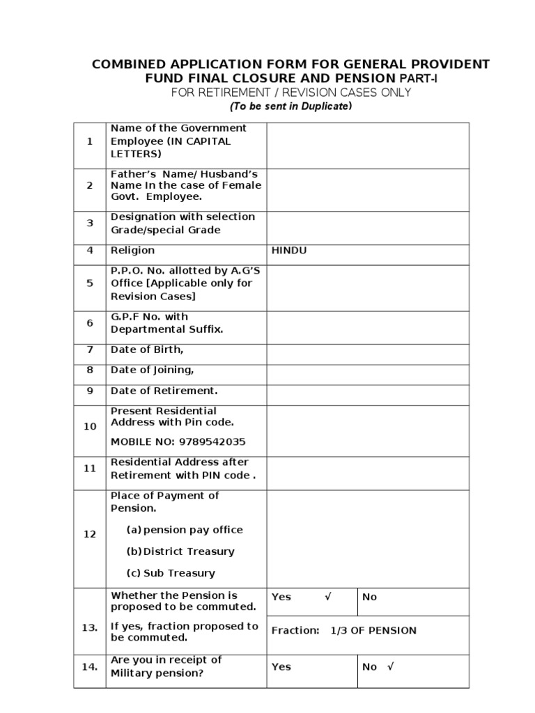 Pension Proposal Format | Pension | Cheque