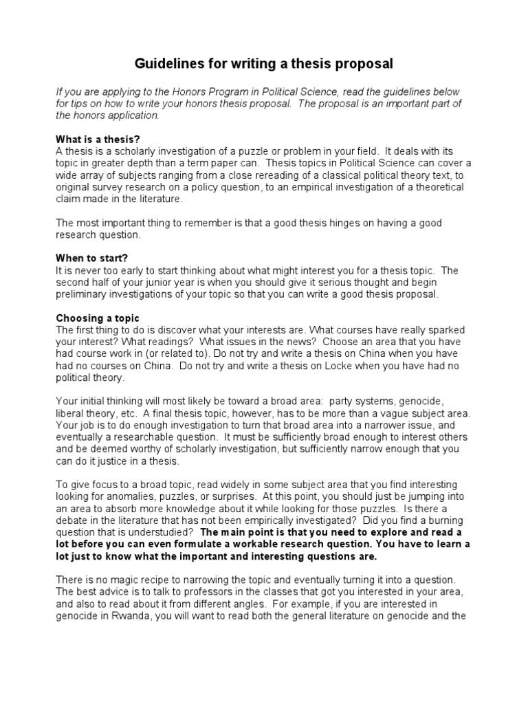 Honors - Proposal Guidelines-1 | PDF | Science & Mathematics