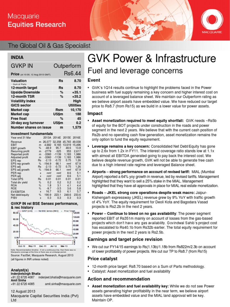 GVK Power & Infrastructure: Fuel and Leverage Concerns | Download Free ...