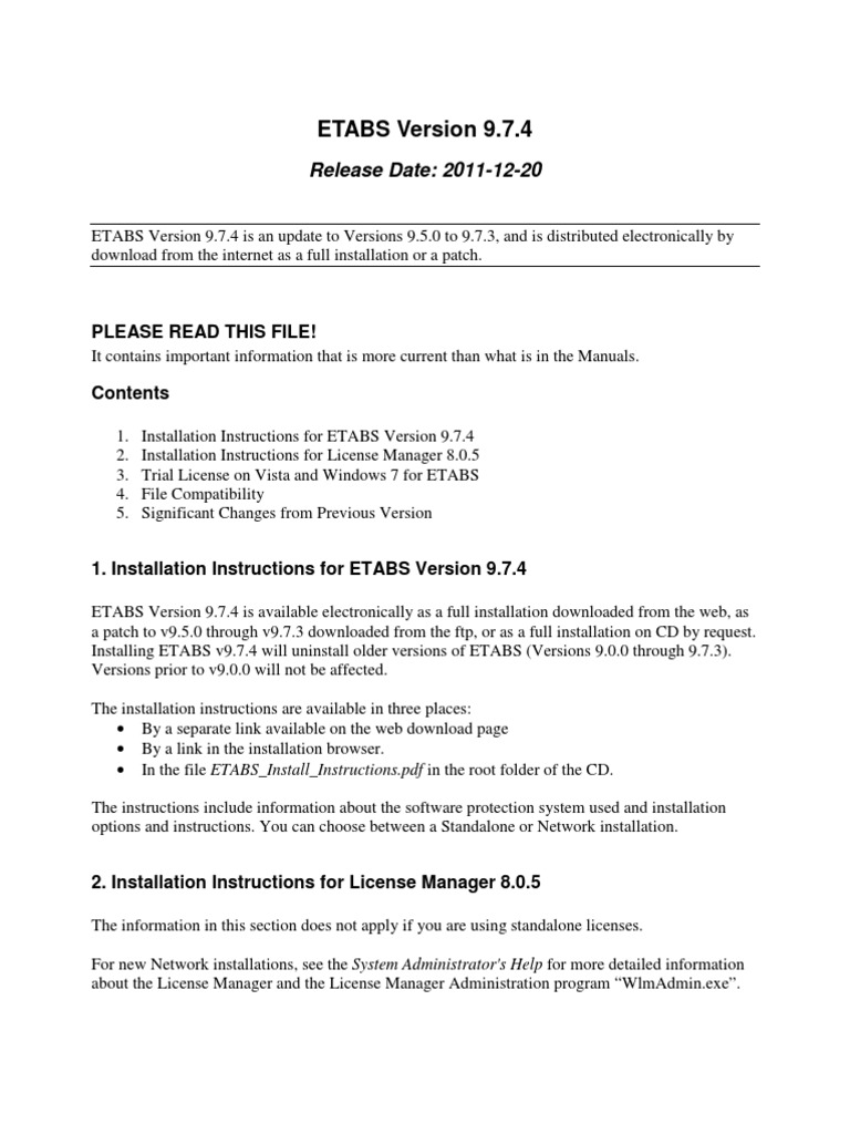 ETABS 9.7.4 Installation and Updates | PDF | Computers