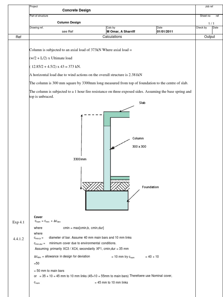 Concrete Column Design Calculations | PDF | Column | Concrete