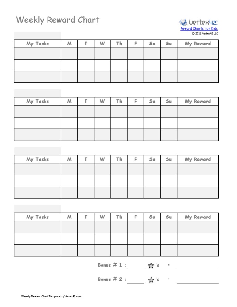 Weekly Reward Chart: My Tasks M T W TH F Sa Su My Reward | PDF