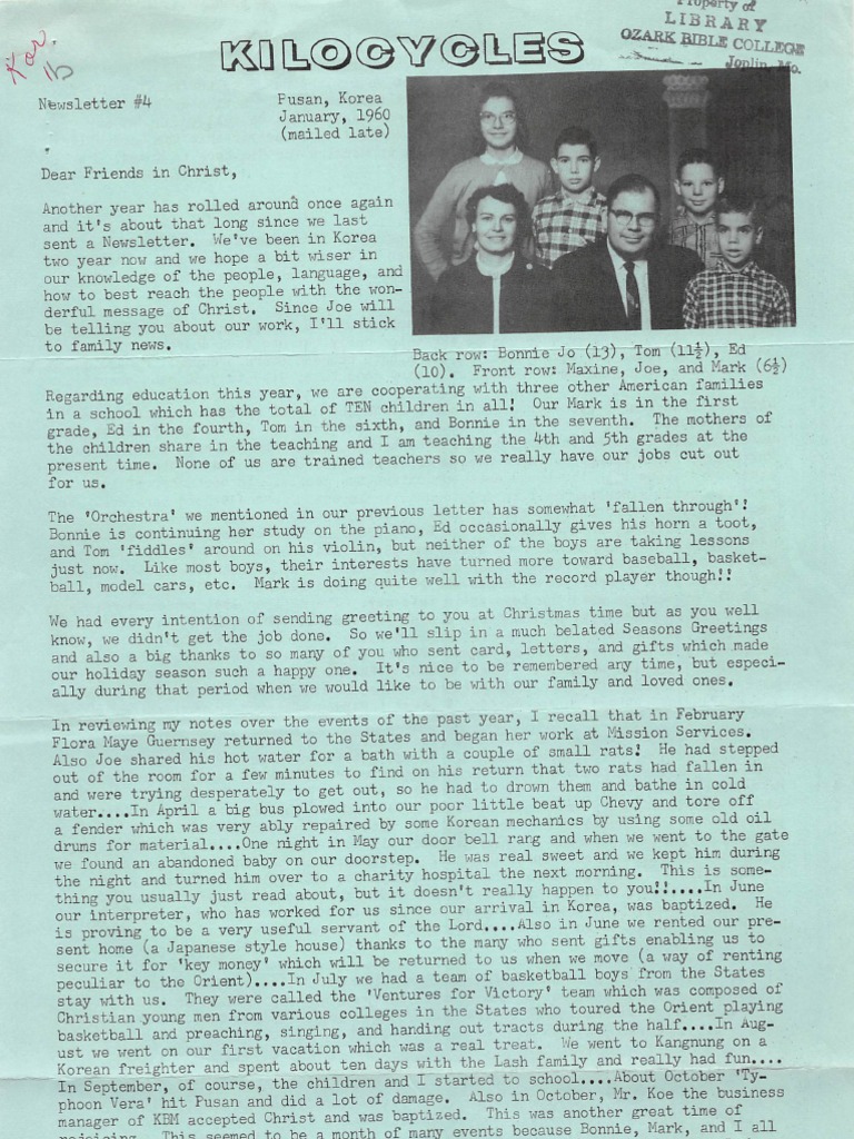 Seggelke Joe Maxine 1960 Korea PDF | PDF | Baptism | Religious ...