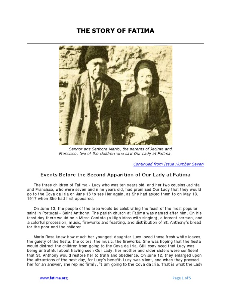 The Story of Fatima | PDF | Our Lady Of Fátima | Marian Apparition