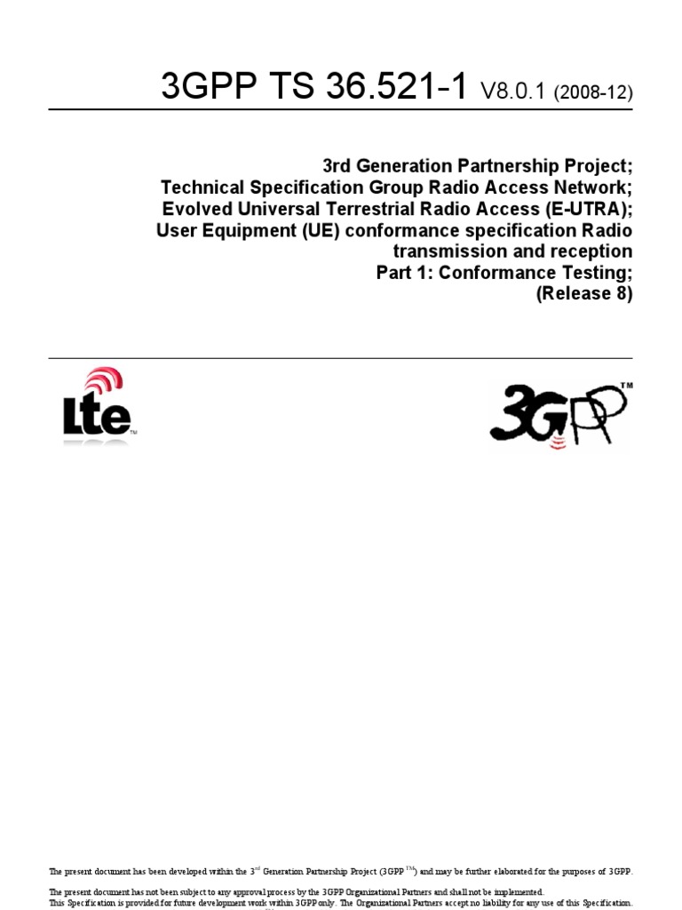 3GPP TS 36.521-1: RD TM | PDF | 3 Gpp | Bandwidth (Signal Processing)