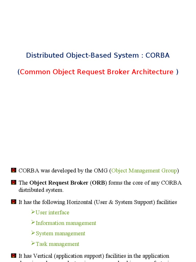 Distributed Object Based System Corba Common Object Request Broker Architecture Pdf