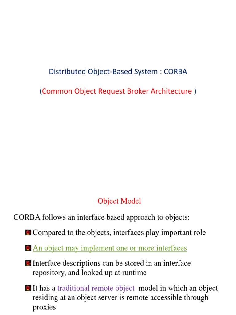 Distributed Object Based System Corba Common Object Request Broker Architecture Pdf