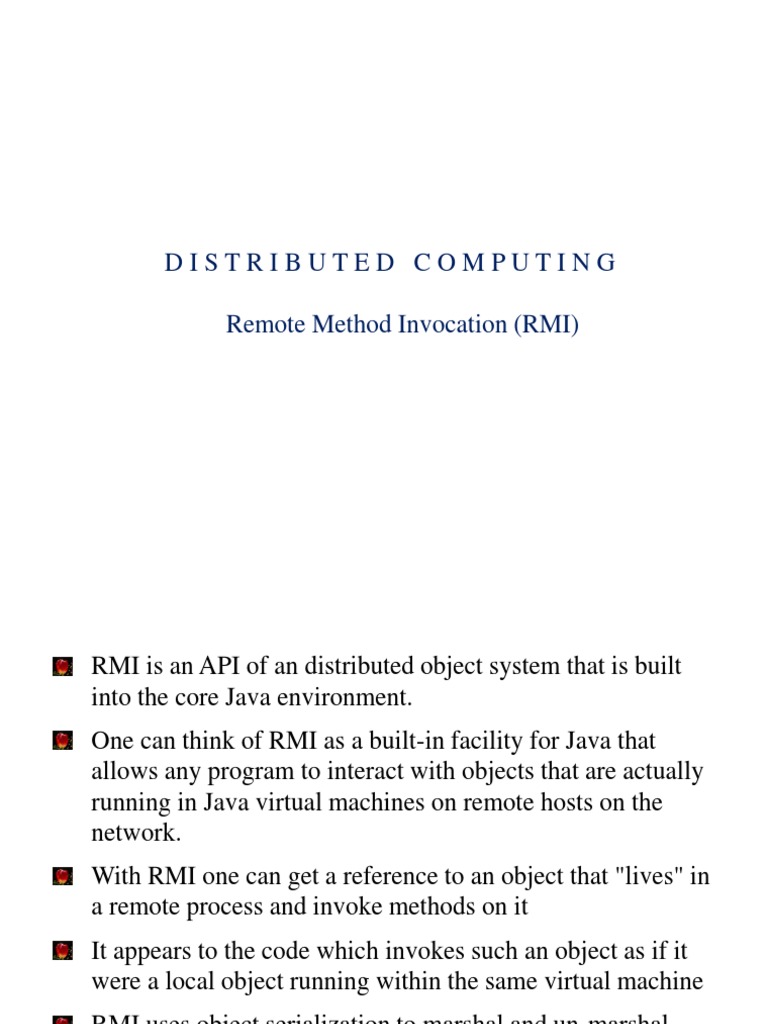 Distributed Computing Remote Method Invocation (RMI) | PDF | Java Virtual Machine | Object ...