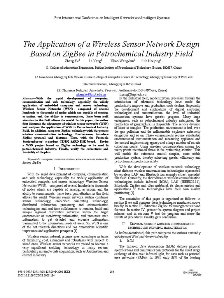 The Application of A Wireless Sensor Network Design Based On Zigbee in Petrochemical Industry ...