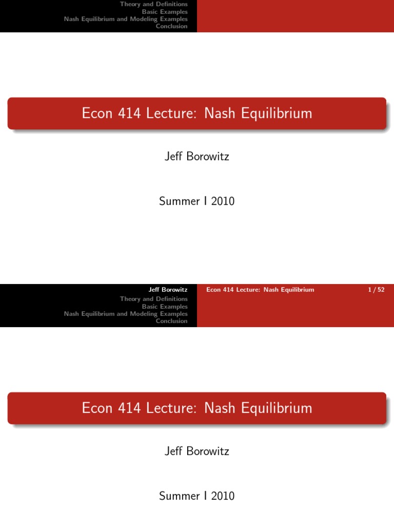 Nash Equilibrium | PDF | Microeconomics | Economics Of Uncertainty