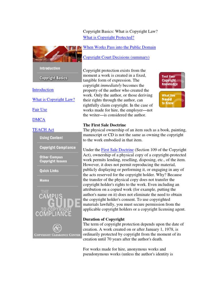 When Works Pass Into The Public Domain: The First Sale Doctrine | PDF ...