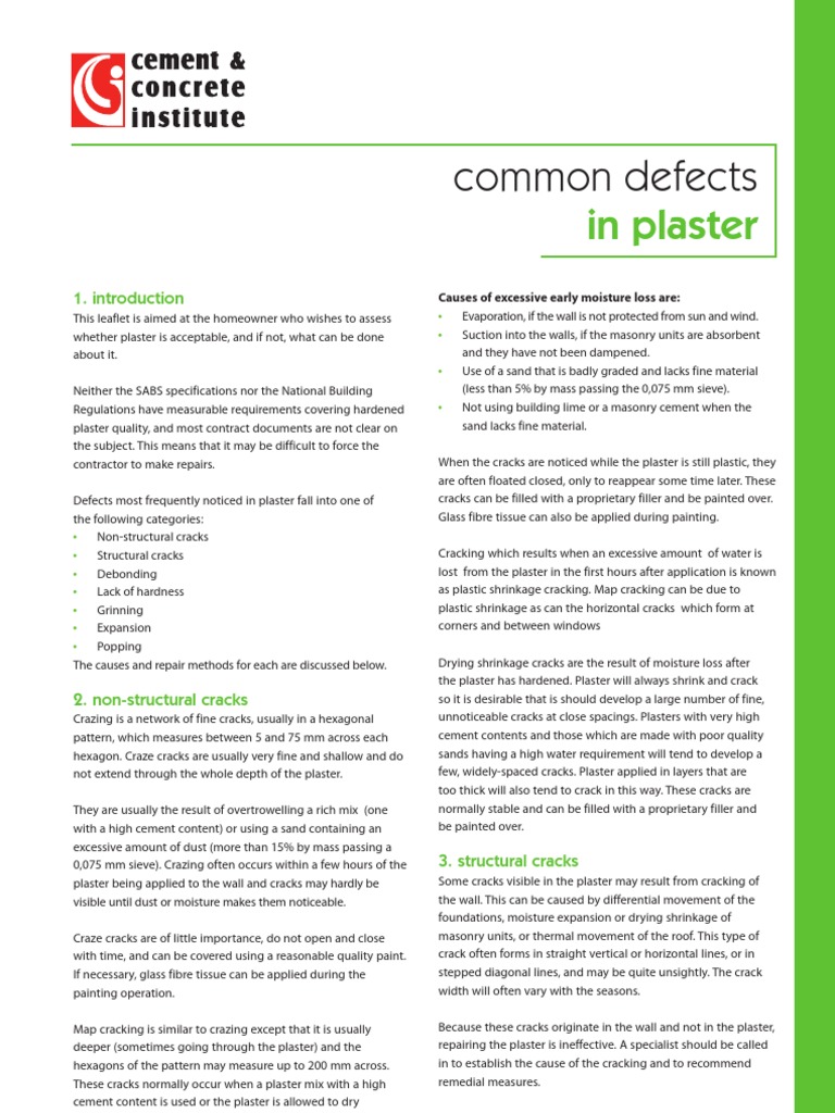 Common Defects in Plaster | PDF | Plaster | Mortar (Masonry)