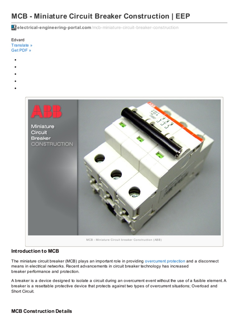 MCB - Miniature Circuit Breaker Construction | PDF | Electromagnetism ...
