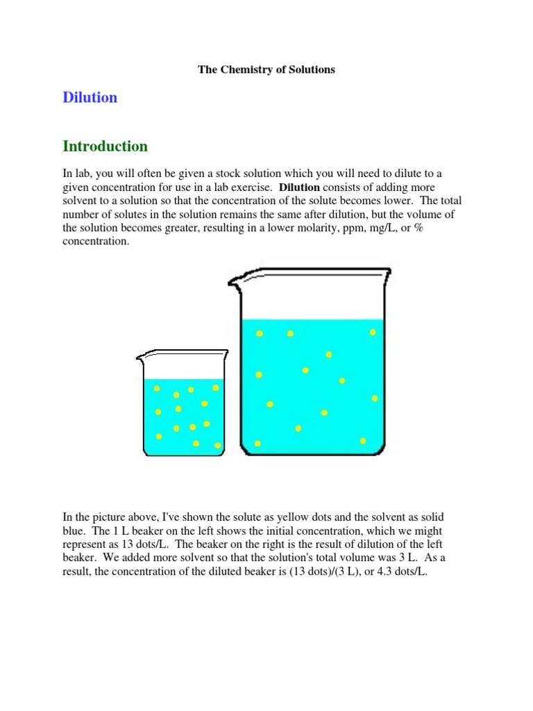 Understanding Dilution in Chemistry | PDF | Solution | Parts Per Notation