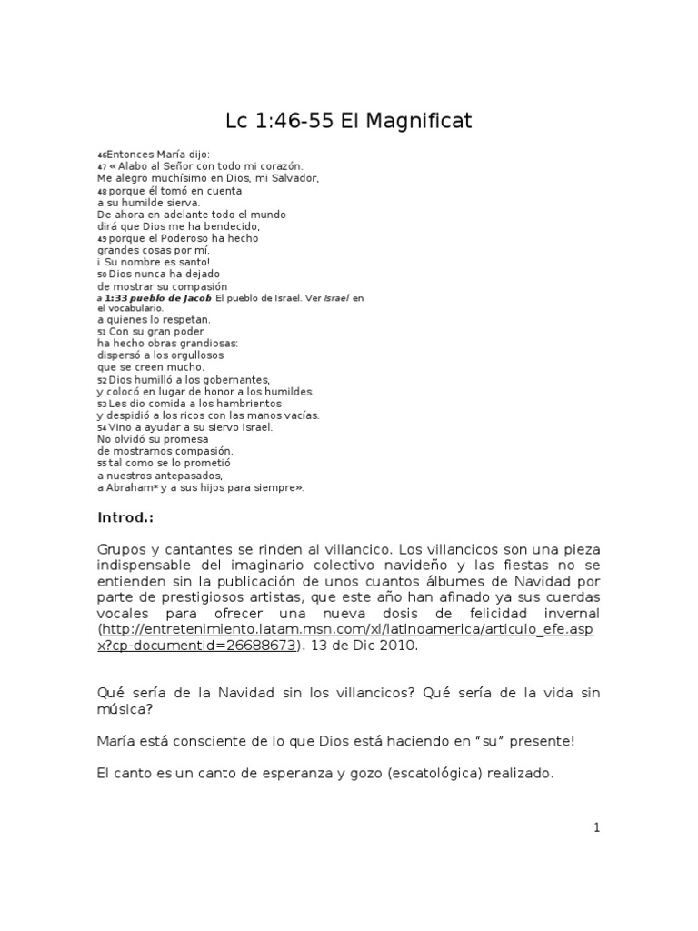LC 1,46-55 El Magnificat | Descargar gratis PDF | María, madre de Jesús ...
