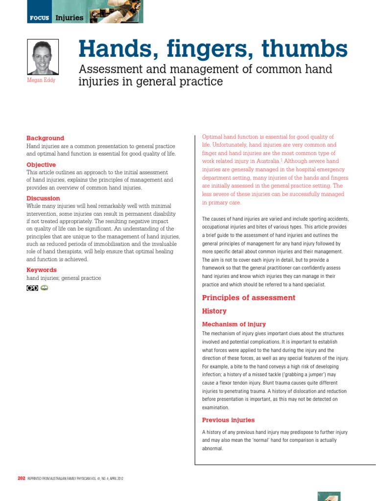 Hands, Fingers, Thumbs: Assessment and Management of Common Hand ...