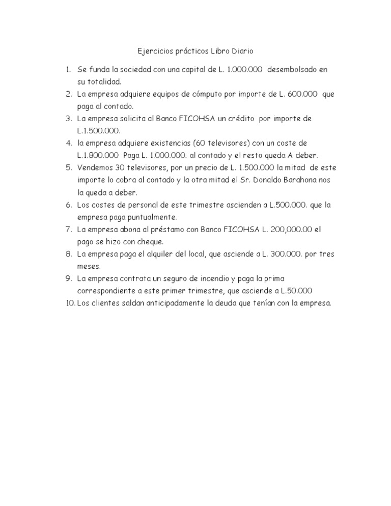 Ejercicios Prácticos Libro Diario | PDF