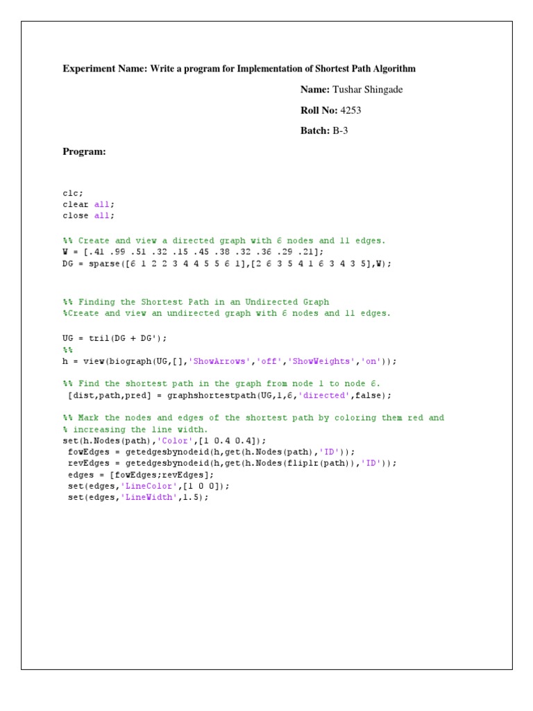 Shortest Path Algorithm Implementation | PDF