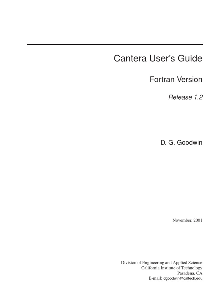 Cantera User's Guide: Fortran Version | PDF | Method (Computer Programming) | Class (Computer ...
