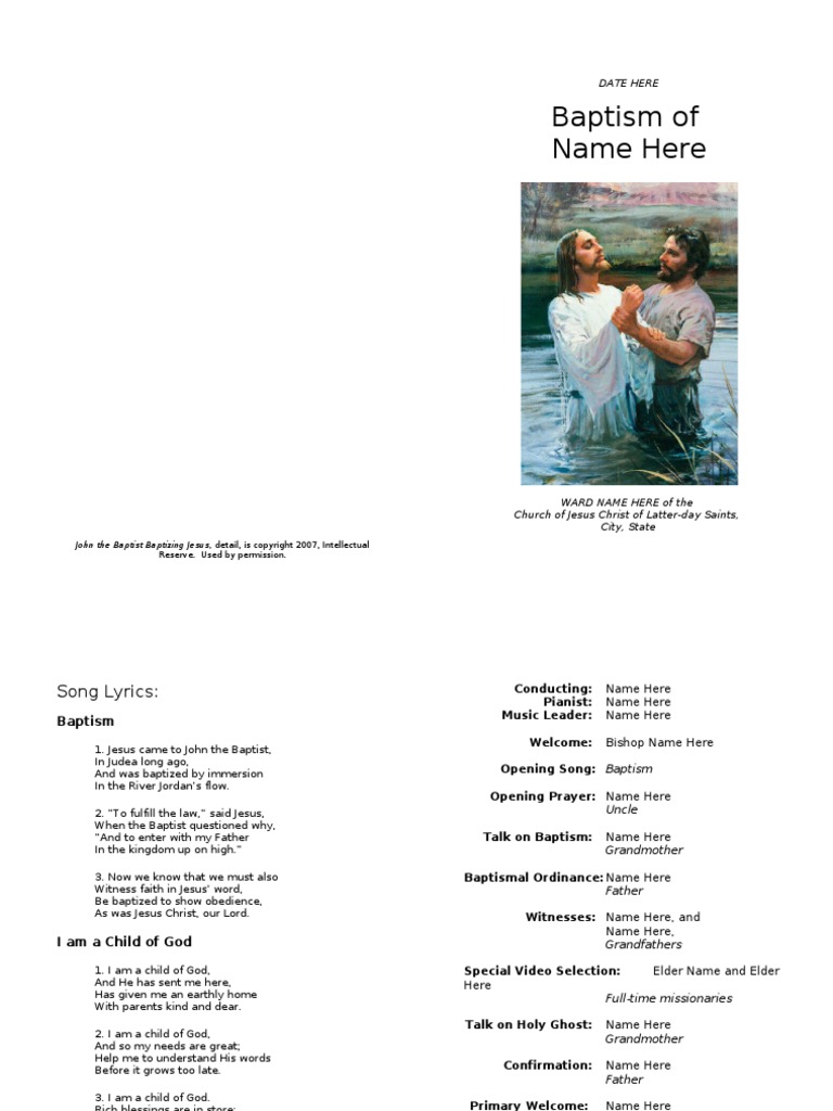 Lds Baptism Program