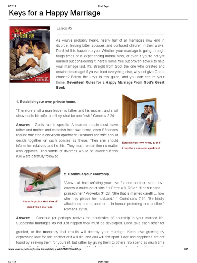 Keys For A Happy Marriage | PDF | Marriage | Anger