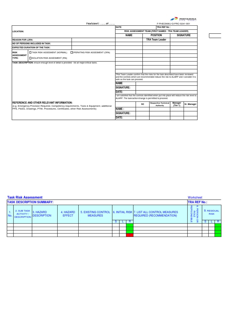 L2RA Blank Form - New | PDF | Oil Spill | Risk