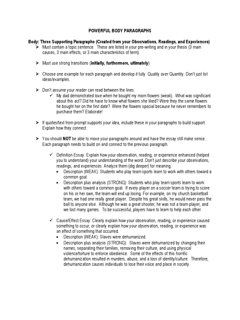 Powerful Body Paragraphs | PDF | Substance Abuse | Essays